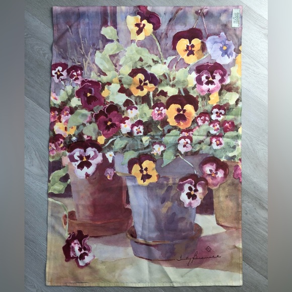 Toland | Other | Vintage Judy Buswell Pansy Watercolor Print Flag ...